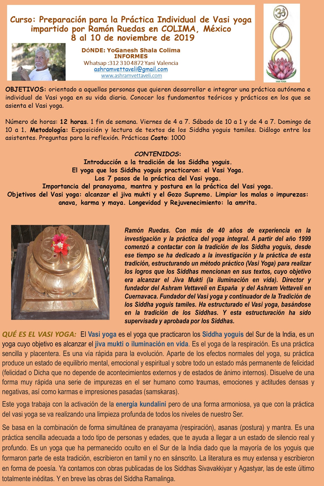 Curso de práctica individual de Vasi Yoga, en Colima – Espacio abierto ...